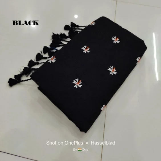 Pavalamalli or Siuli khadi cotton embroidery Sarees - Daksha Fashion